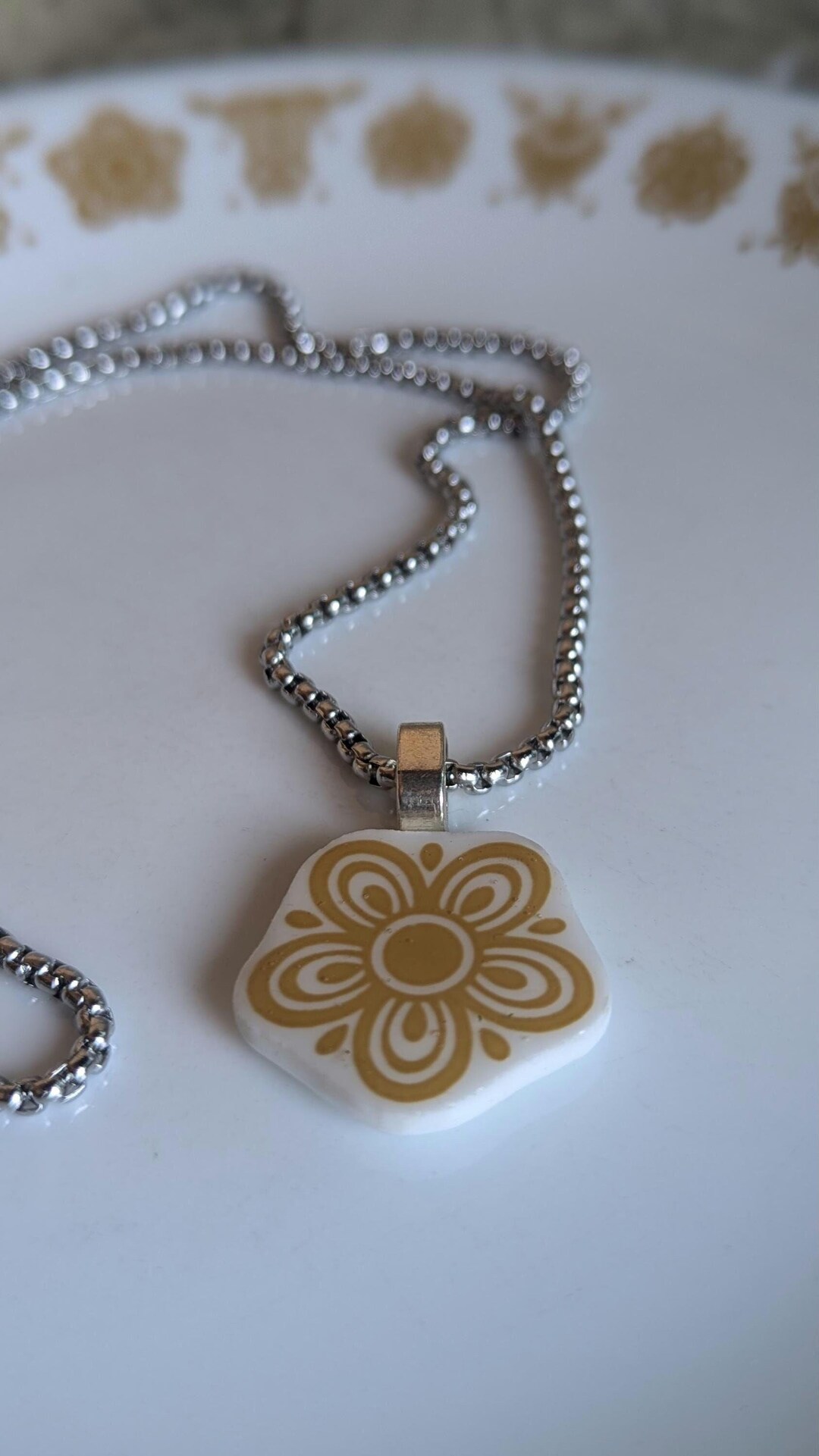 Necklaces Made From Vintage Butterfly Gold Corelle Dishes, Upcycled Eco ...