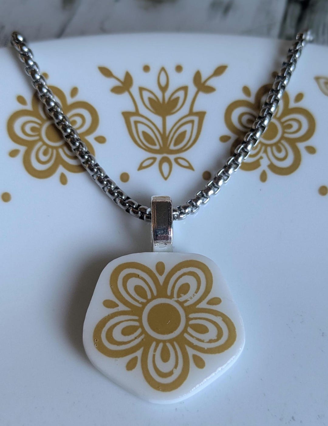 Butterfly Gold Corelle Necklace: Upcycled Vintage Dish Jewelry / Unique ...