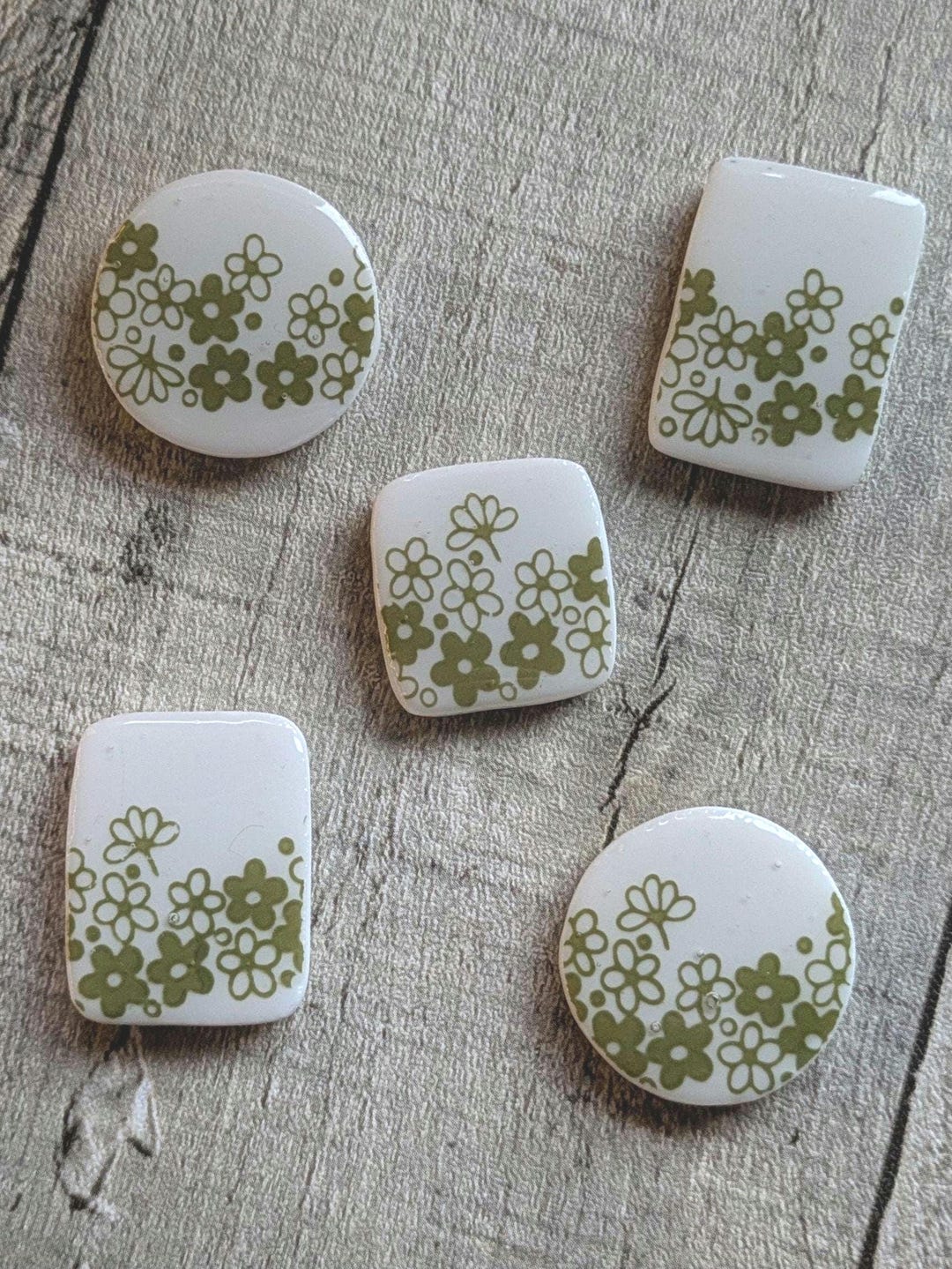 Crazy Daisy Corelle Refrigerator Magnets - Upcycled Kitchen Decor, Set ...