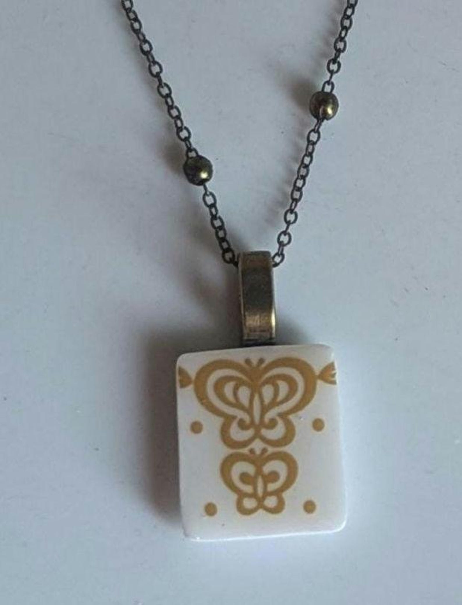 Butterfly Gold Corelle Necklace: Upcycled Vintage China Pendant - Etsy