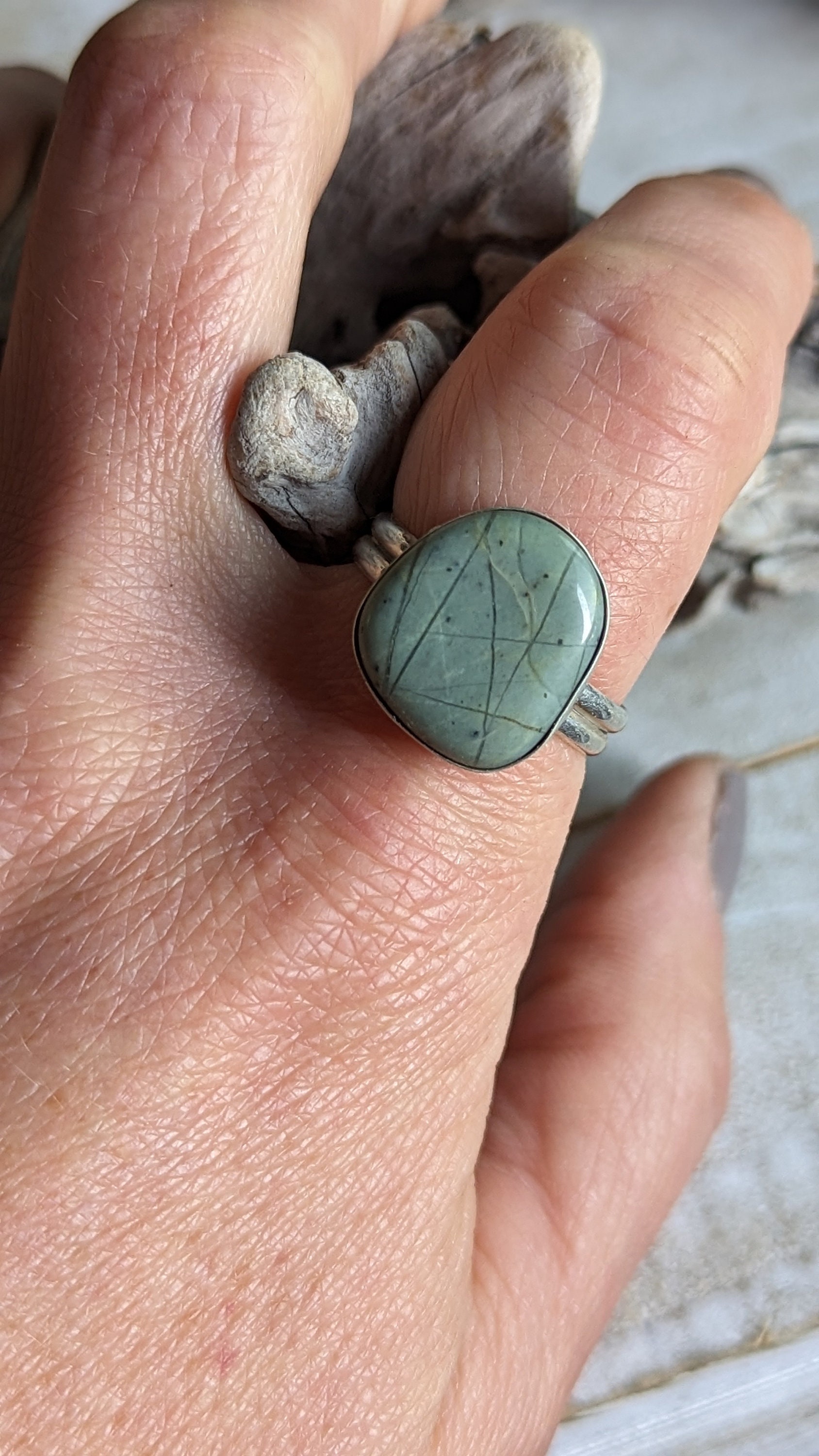 Handcrafted Sterling Silver Green Jasper Ring / Artisan Crafted Silver ...