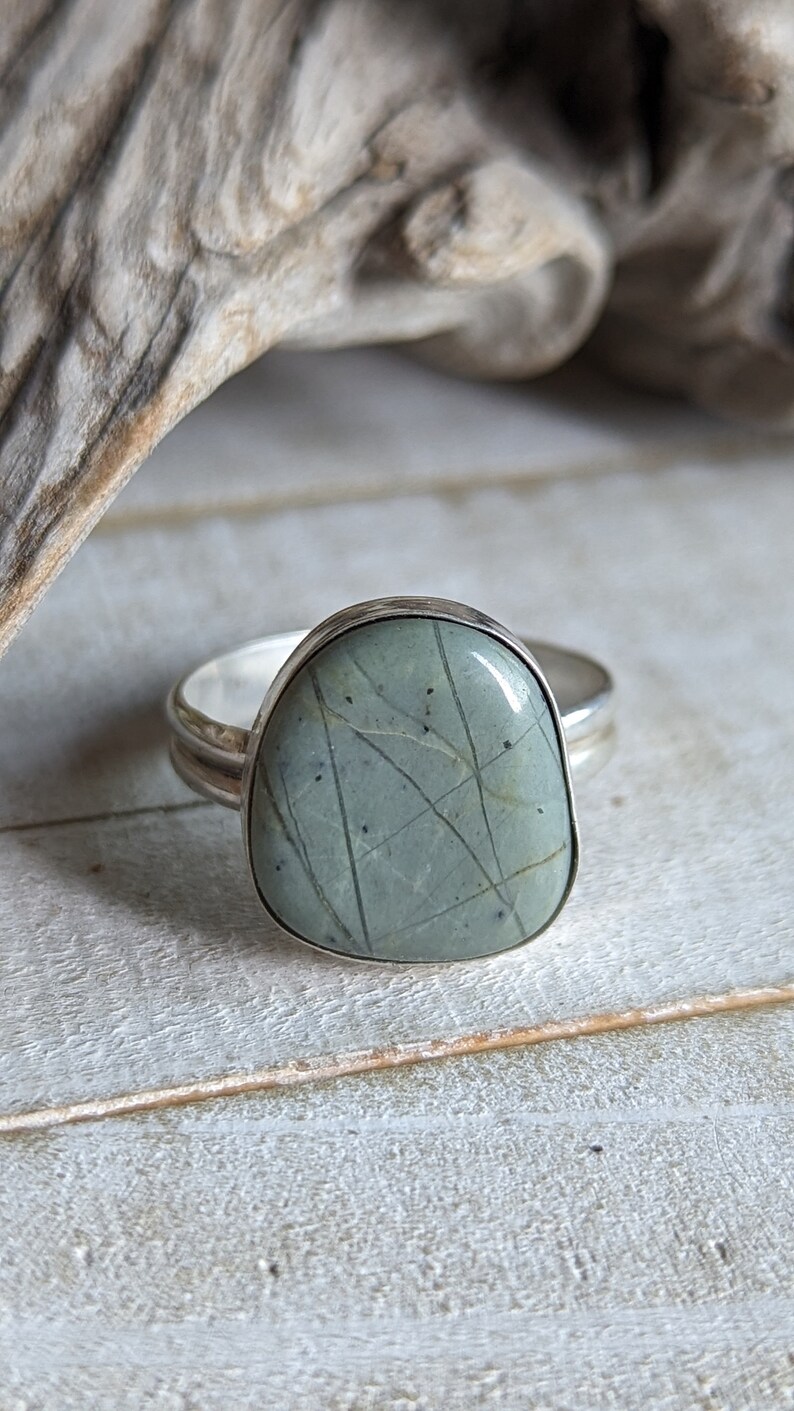 Handcrafted Sterling Silver Green Jasper Ring / Artisan Crafted Silver ...