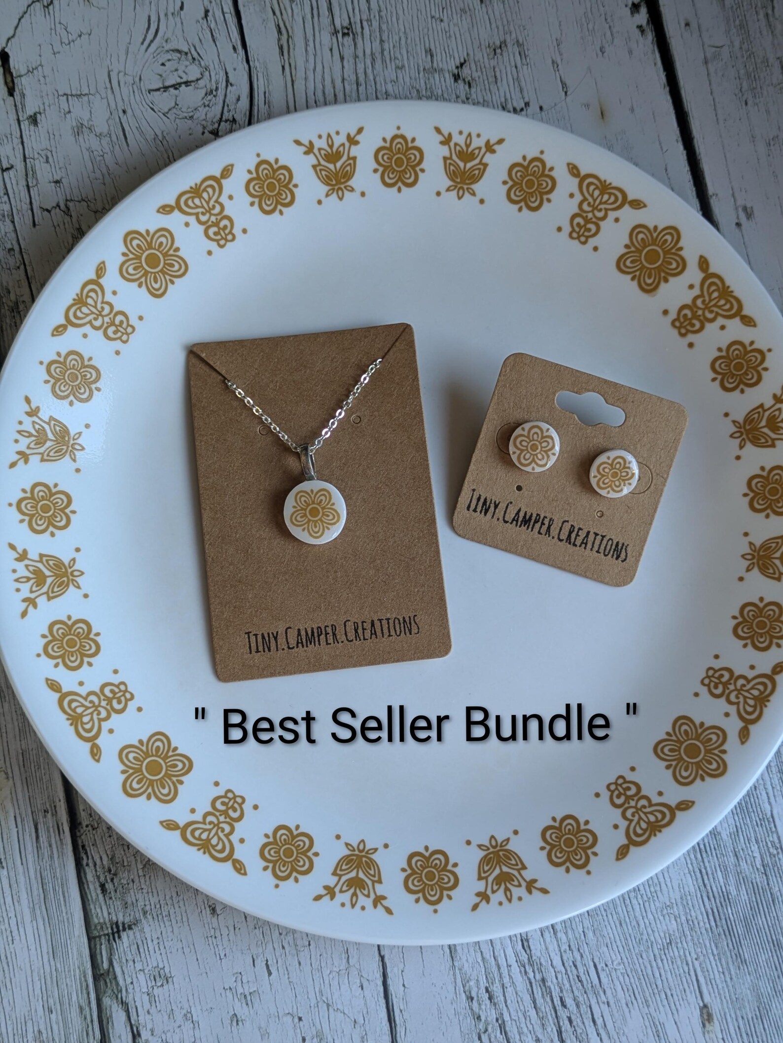 Upcycled Corelle Earrings: Butterfly Gold China Studs, Eco-friendly ...