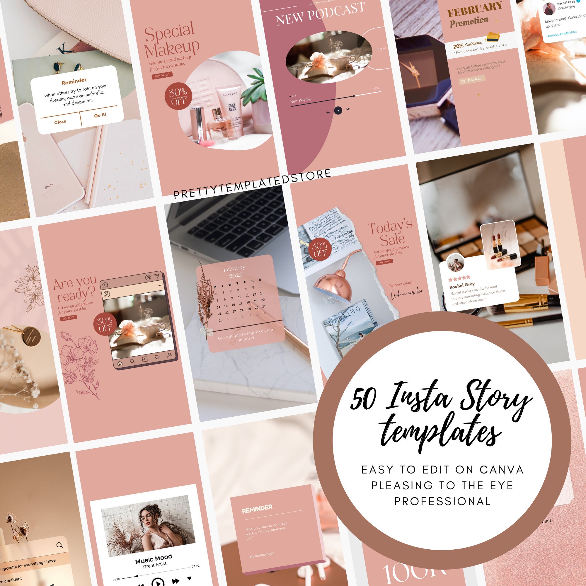 100 Peachy Pink Instagram Template for Business Instagram Post and ...