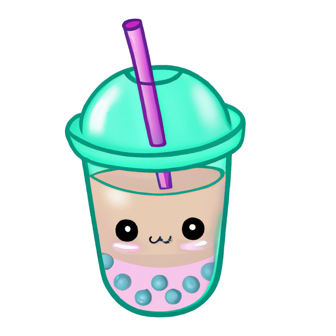 Kawaii Boba Tea Sticker Teal Boba Tea Sticker Water Bottle - Etsy