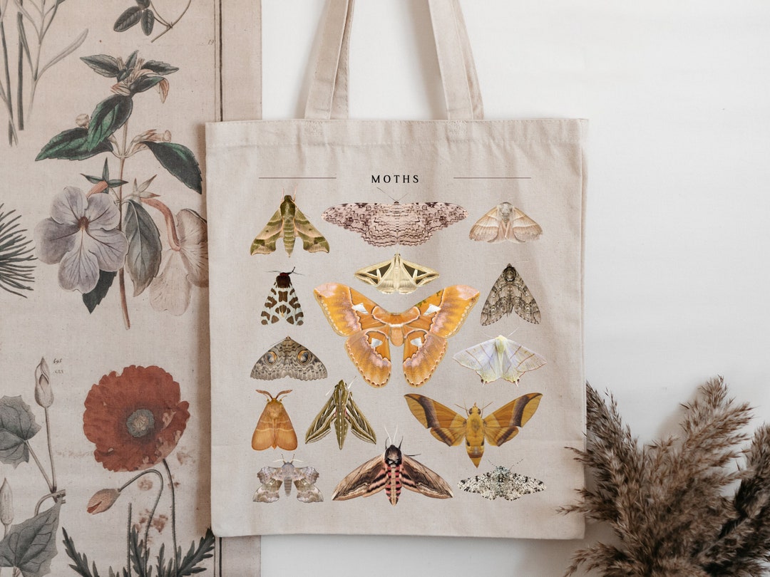 Vintage Moths Tote Bag Luna Moths, Cecropia Moth, Emperor Moth, Moth ...