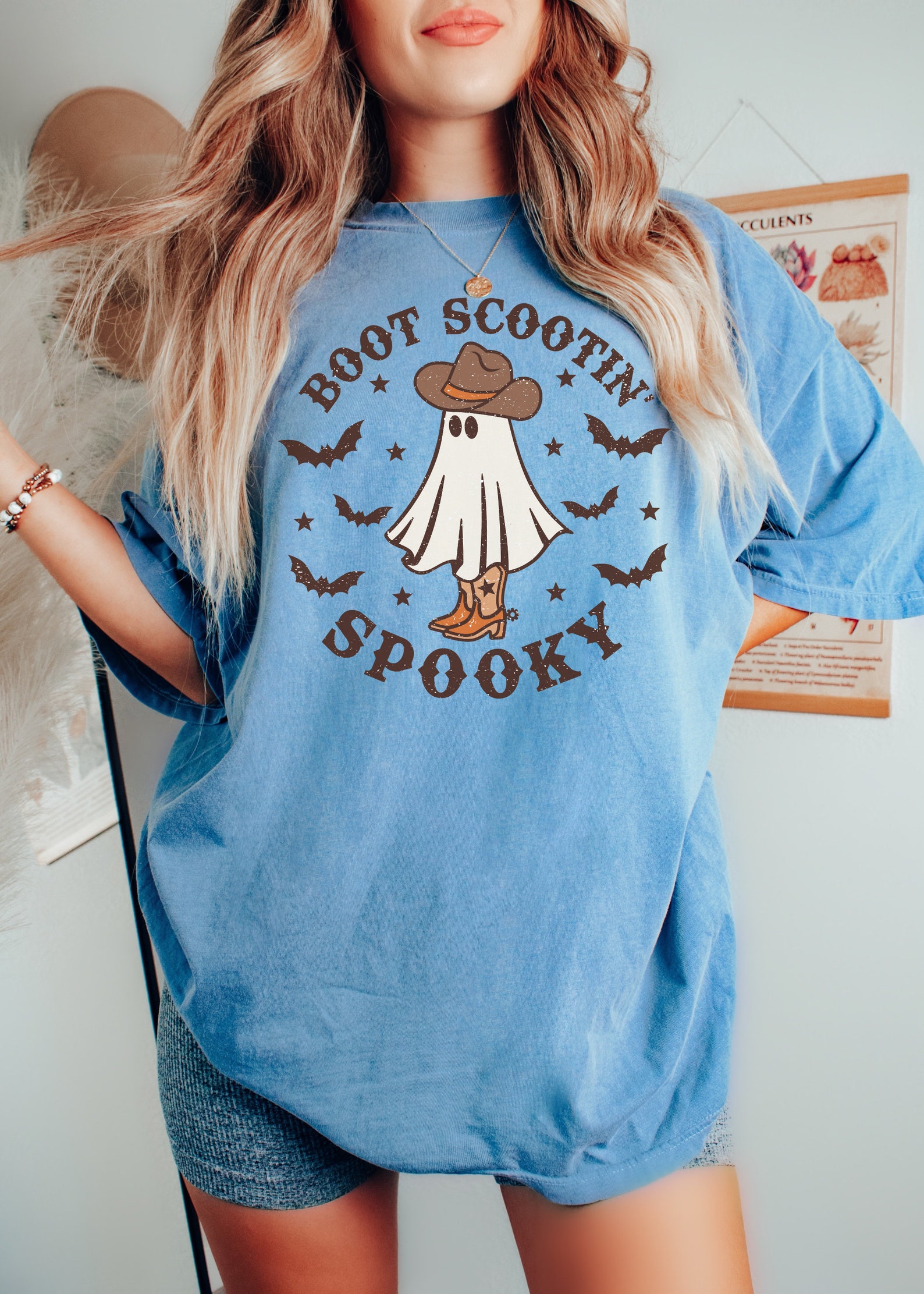 Comfort Colors® Boot Scootin Spooky Halloween Shirt, Spooky Ghost ...
