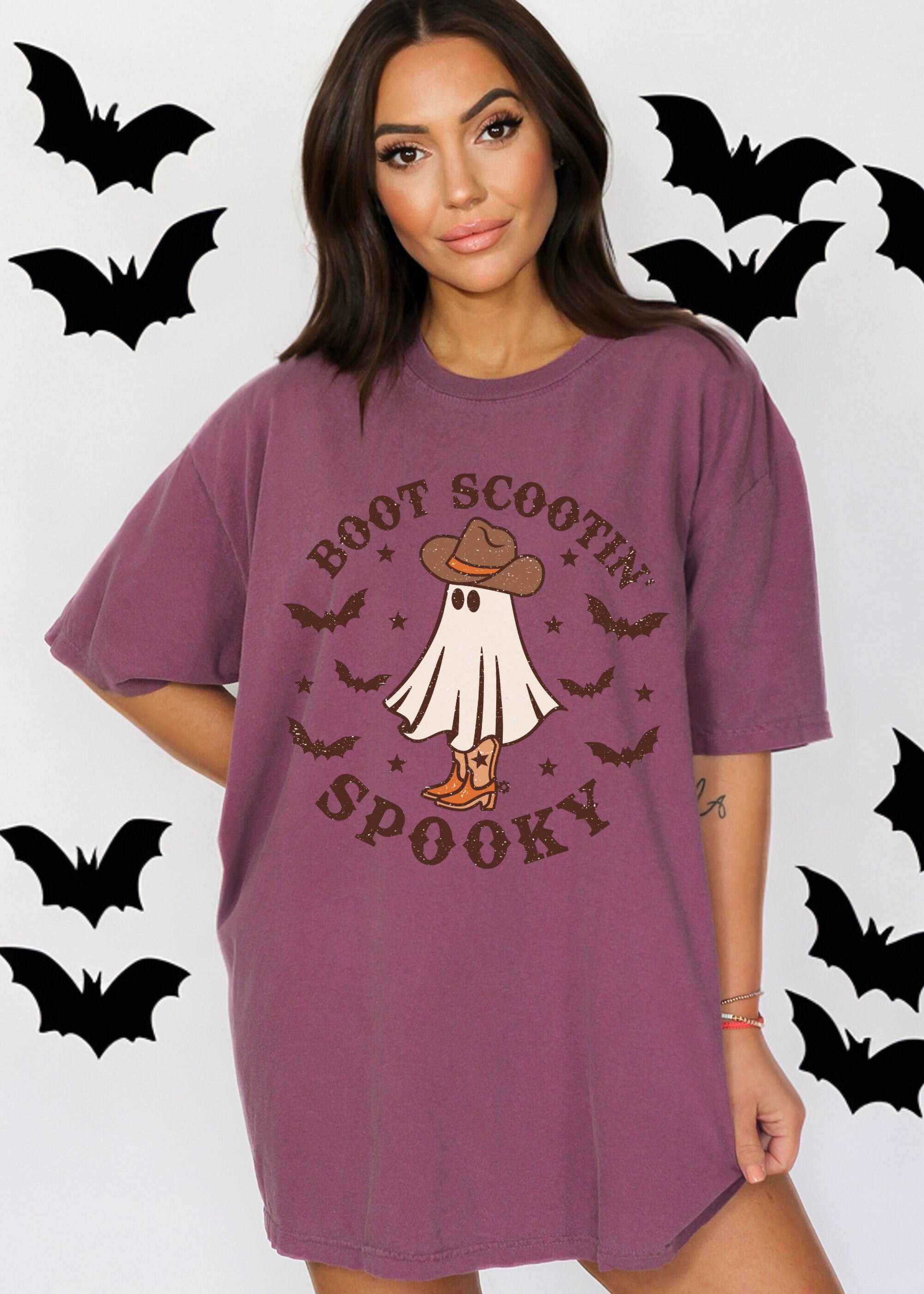 Comfort Colors® Boot Scootin Spooky Halloween Shirt, Spooky Ghost ...