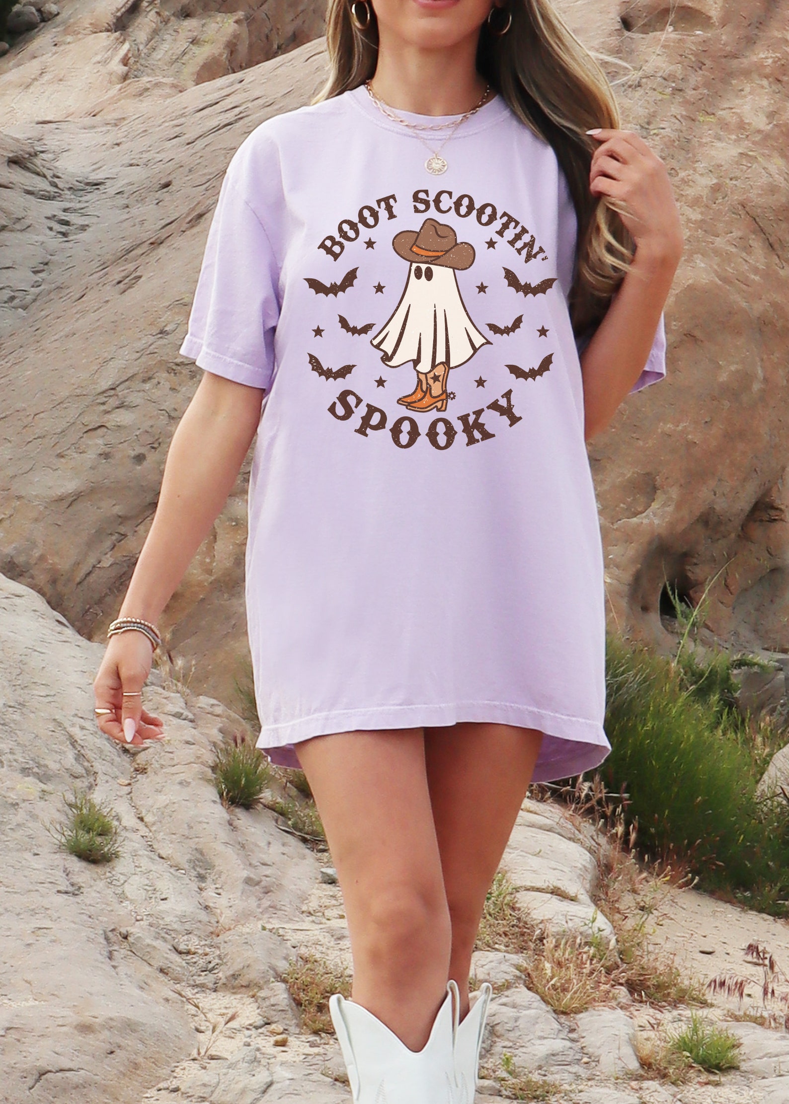 Comfort Colors® Boot Scootin Spooky Halloween Shirt, Spooky Ghost ...
