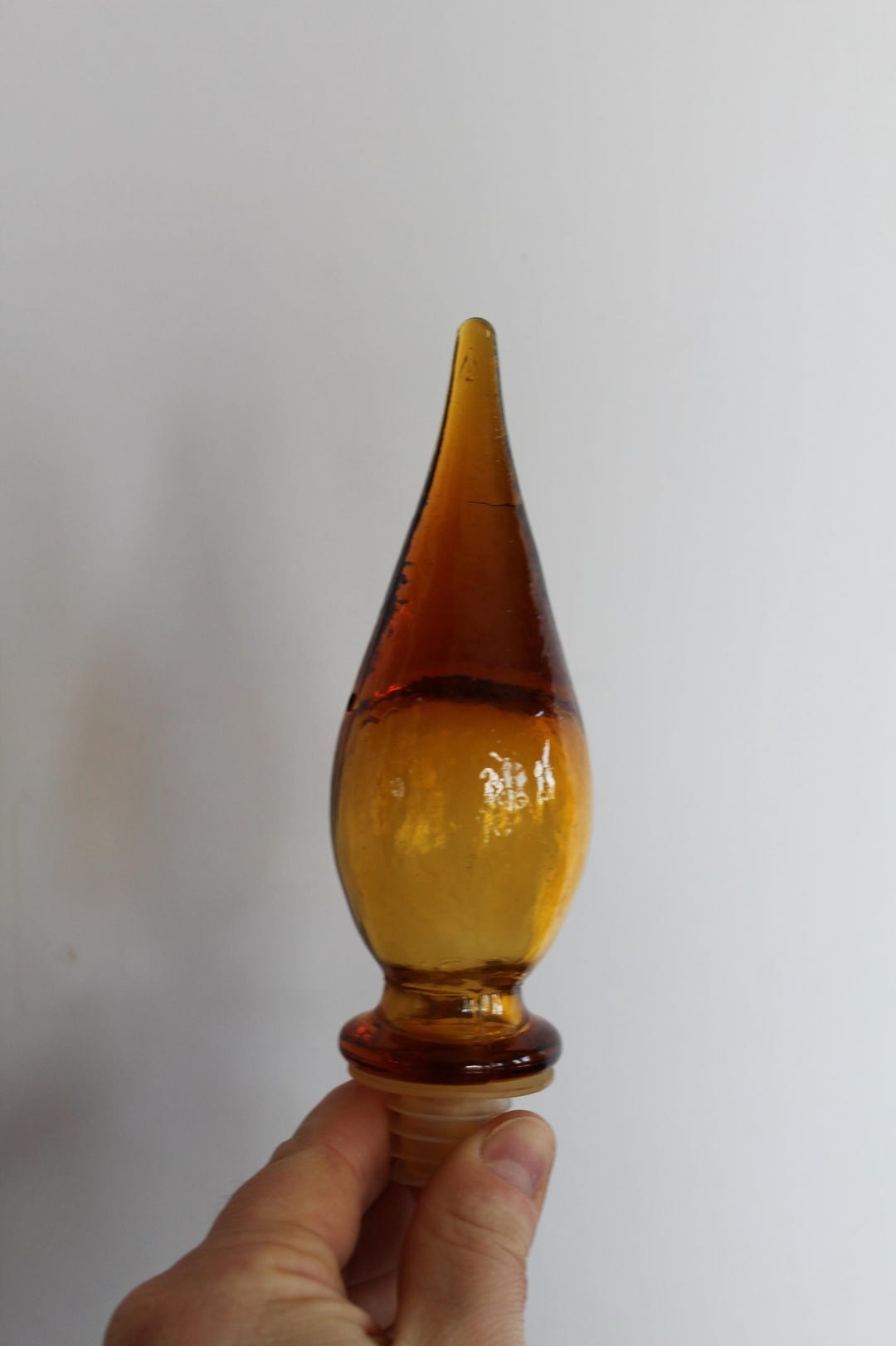 Vintage Amber Glass Tear Drop Stopper. Mint Condition, Genie Bottle Top ...