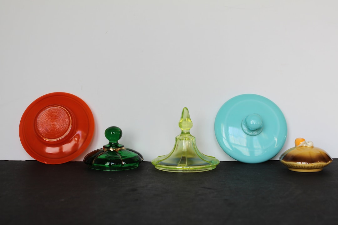 Vintage Lid. Glass, Ceramic, Replacement Lid, CHOOSE, Yellow Uranium ...