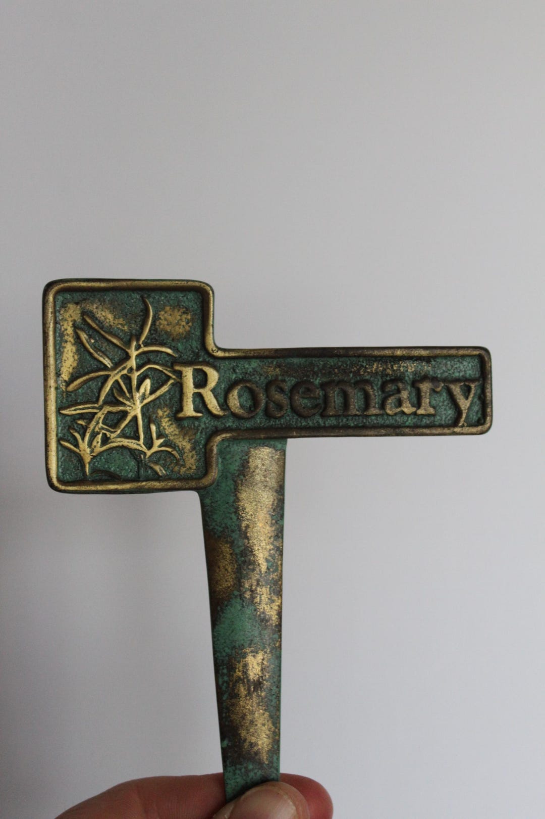 Vintage Brass Garden Signs. CHOOSE, Rosemary, Mint, Parsley, Made in ...