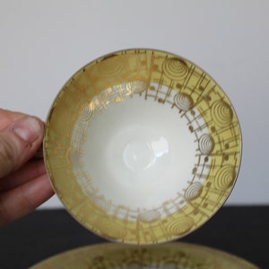 Vintage Mid Century Modern Tea Cup Set. Yellow With Gold Circles ...
