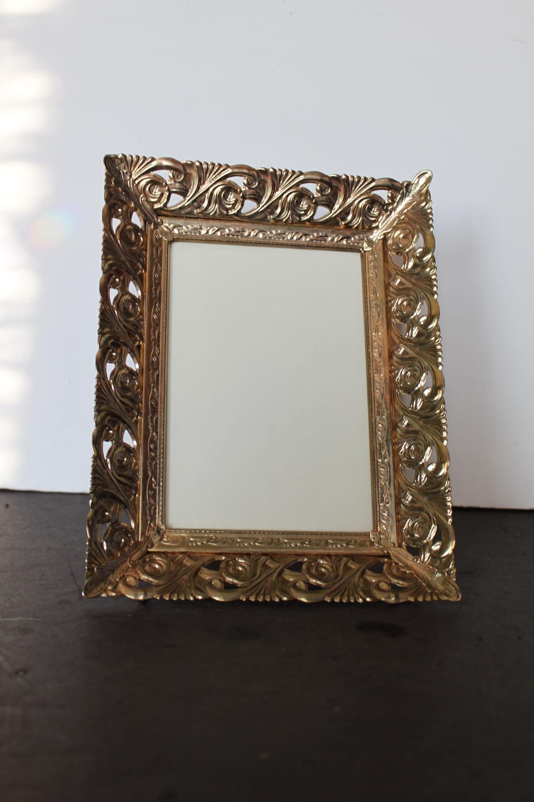 Vintage Ornate Brass Swirl Picture Frame. Filigree Detail, Hollywood ...