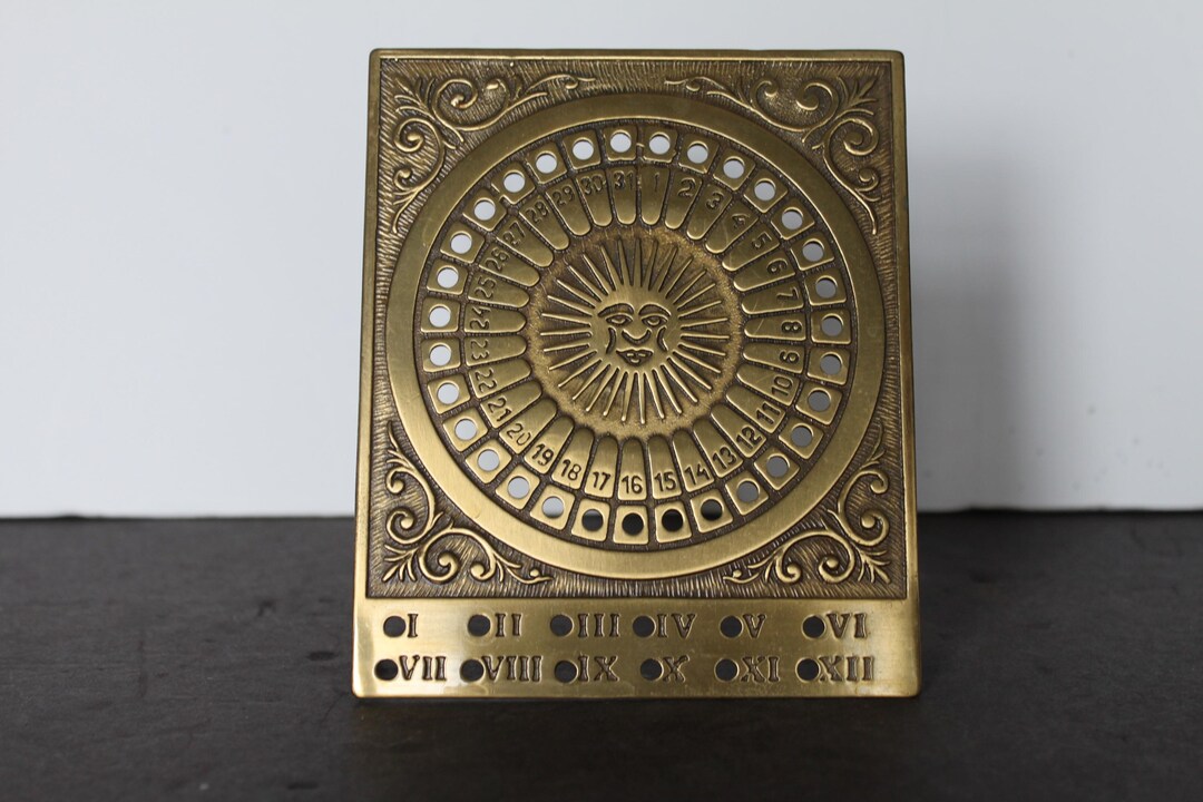 Vintage Brass Perpetual Sundial Calendar. MISSING PEGS, Unique ...
