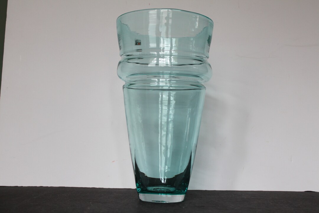 Vintage Blenko Glass Vase. Light Aqua Blue, Original Sticker, Mint ...