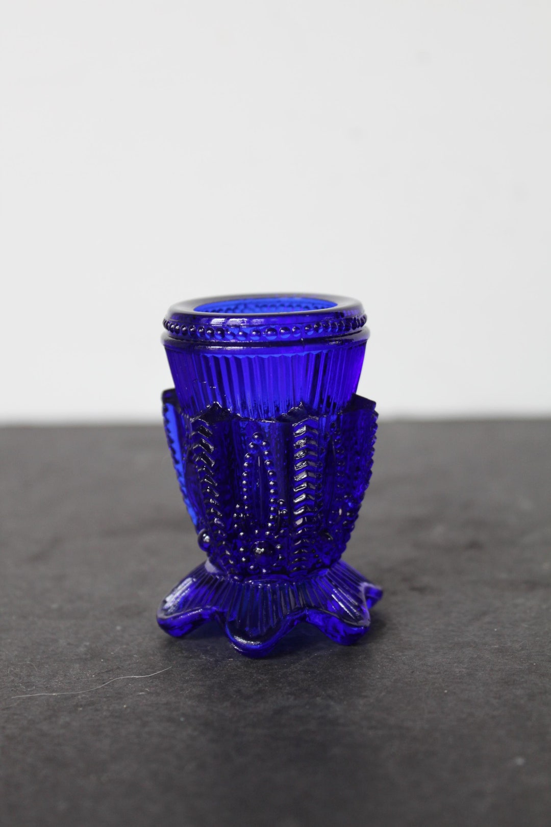 Vintage Cobalt Blue Toothpick Holder. Agave Cactus Design, Summit Glass ...