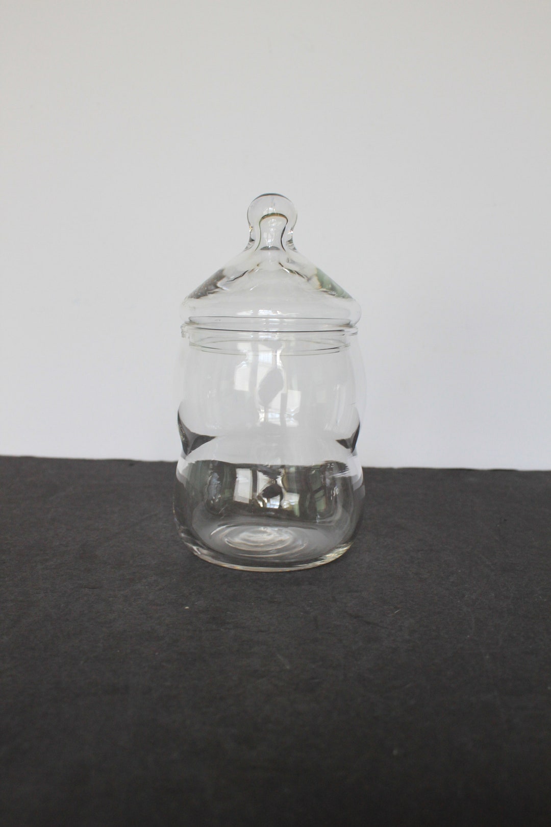 Vintage Clear Glass Apothecary Jar. Tall, Double Bump, Minimalist ...