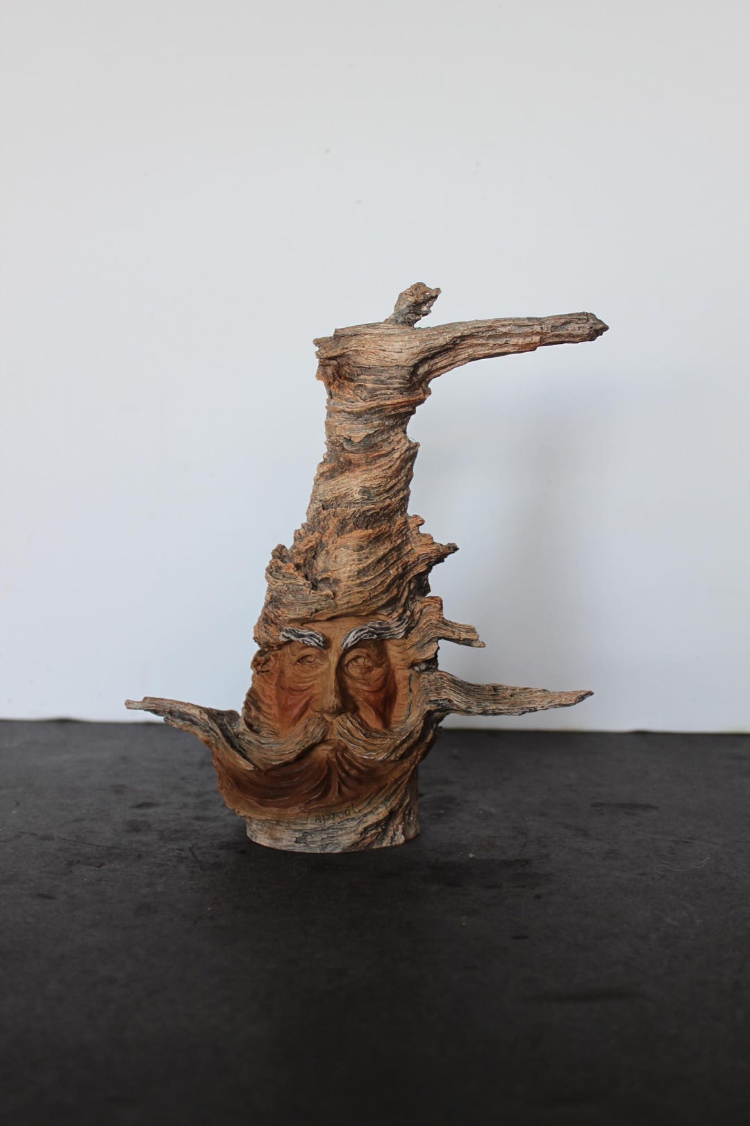 Vintage Knot Knoggins Figurine. Taproot, Carved Spirit Face, Wizard Hat ...
