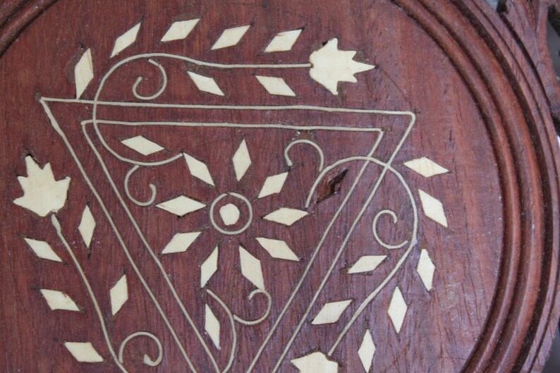 Vintage Wooden Inlay Indian Window or Door Panel. Hand Carved Wood ...