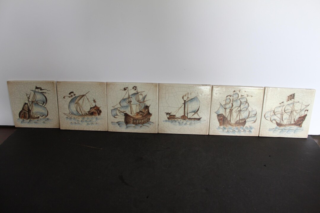 Vintage Sailing Ship Ceramic Tile. Choose From 6, Unique Nautical Decor ...