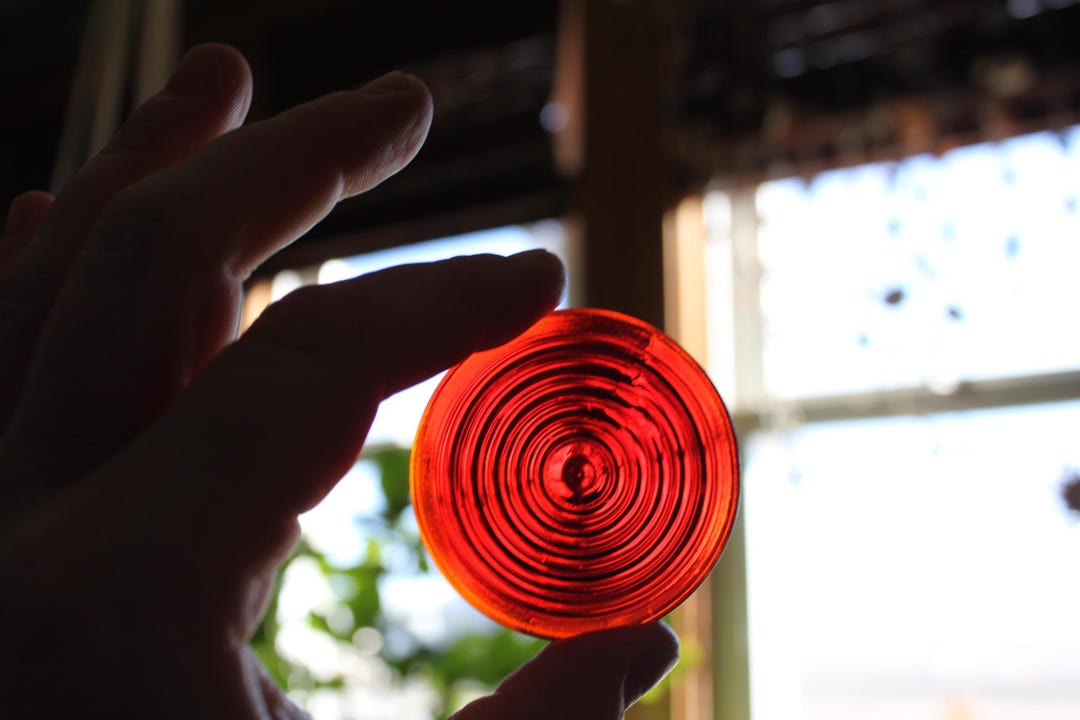 Vintage Pressed Jewel Concentric Circle. CHOOSE, Red, Amber, Clear, 2 ...
