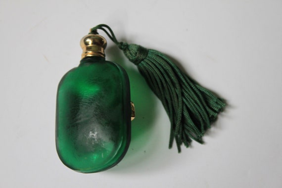 Green Glass Perfume Bottle For Vintage Vanity Decor. … - Gem