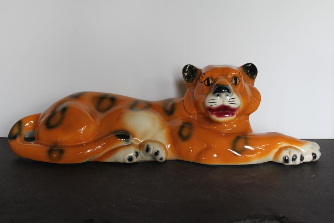 Vintage Ceramic Cheetah Figurine. LARGE Size, Mint Condition ...