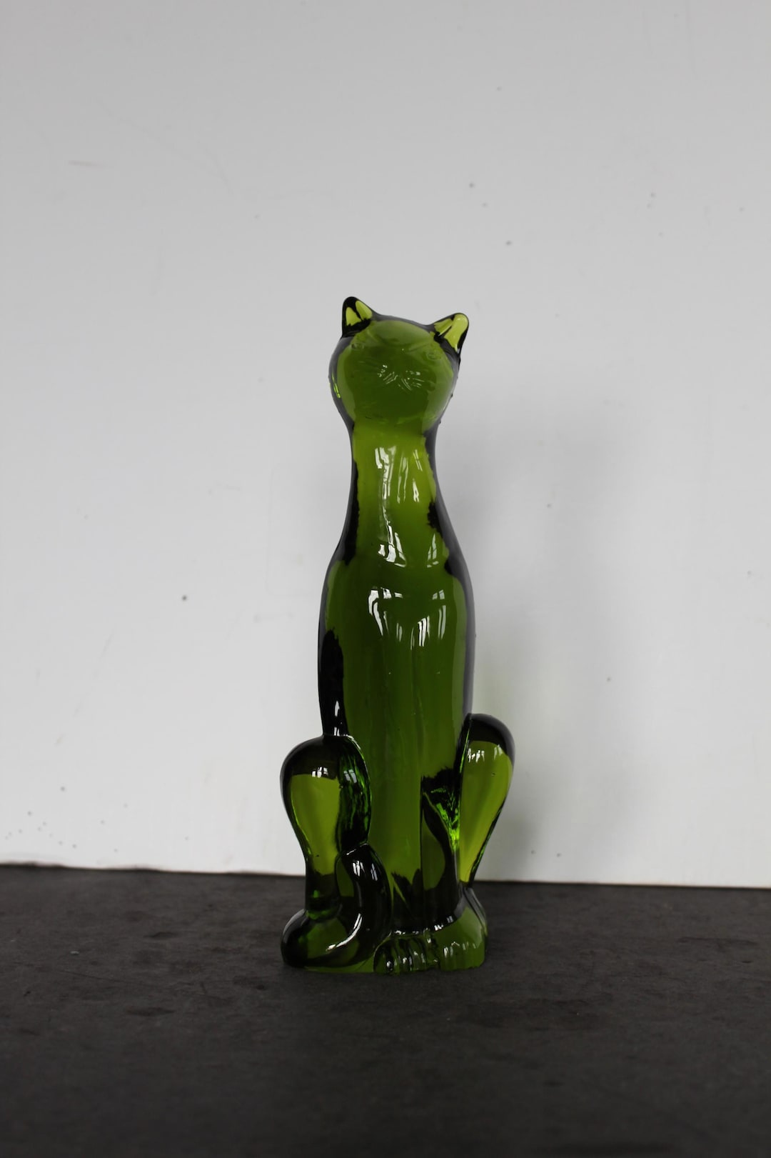 Vintage Green Glass Cat Figurine. Viking, Epic, MINT Condition, Avocado ...
