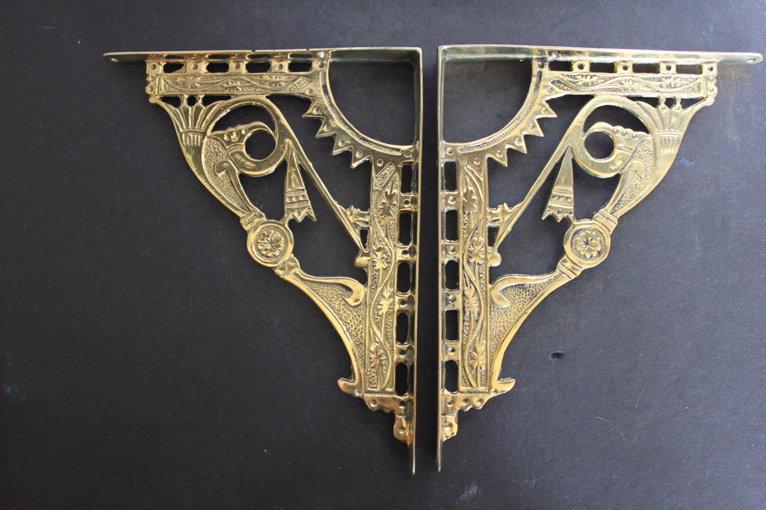 Vintage Brass Shelf Brackets. Matched Pair, Aesthetic Movenment ...