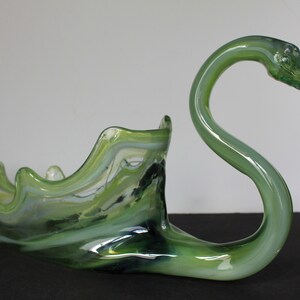 Green Glass Swan for Vintage Elegant Mantel Decor. Hand Blown Glass ...