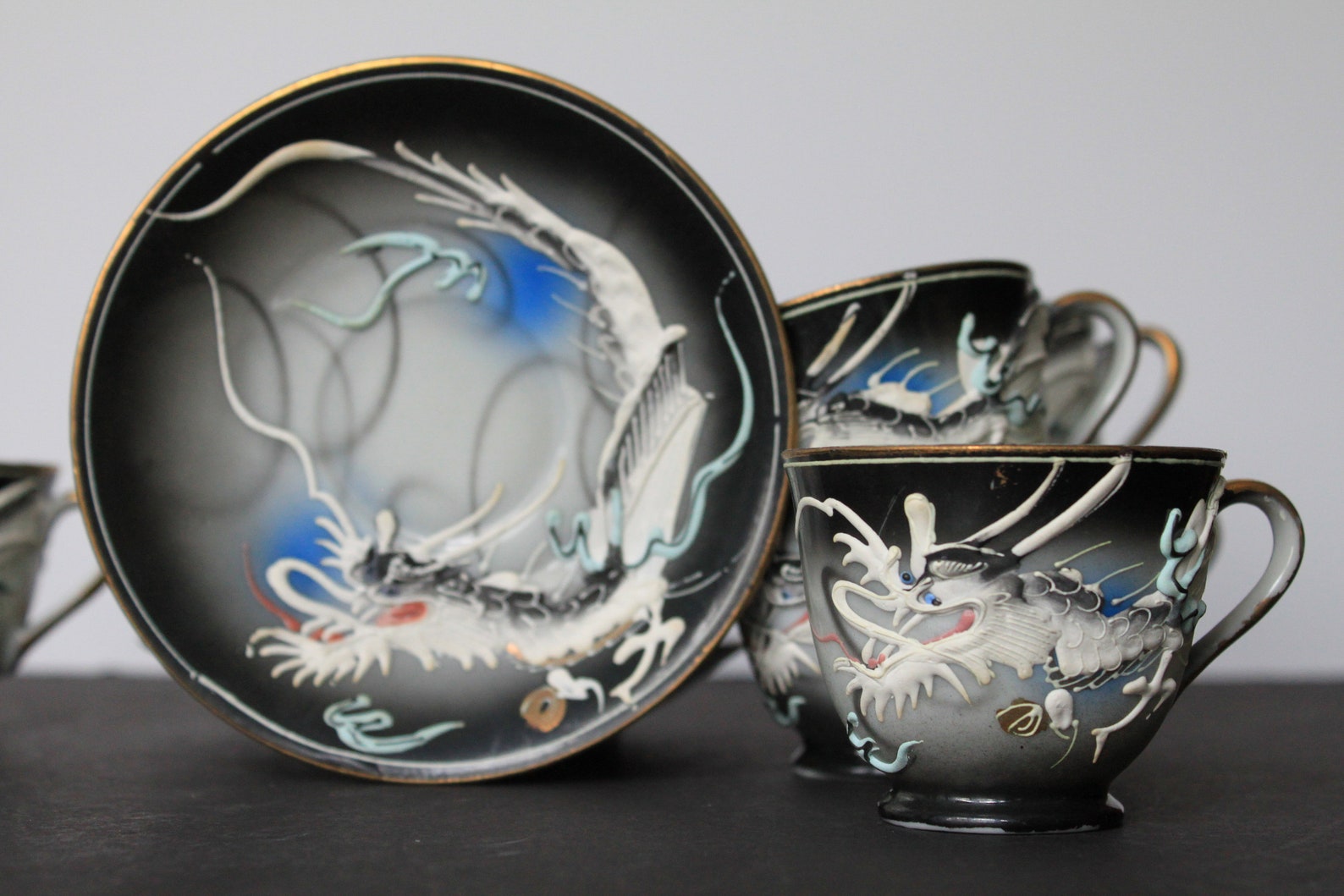 Japanese Dragon Tea Cups for Vintage Oriental Decor. Set of 6 | Etsy