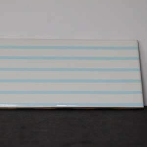 Vintage Italian Tile. Stylon, Italy, White W/ Blue Stripes, Rectangle ...