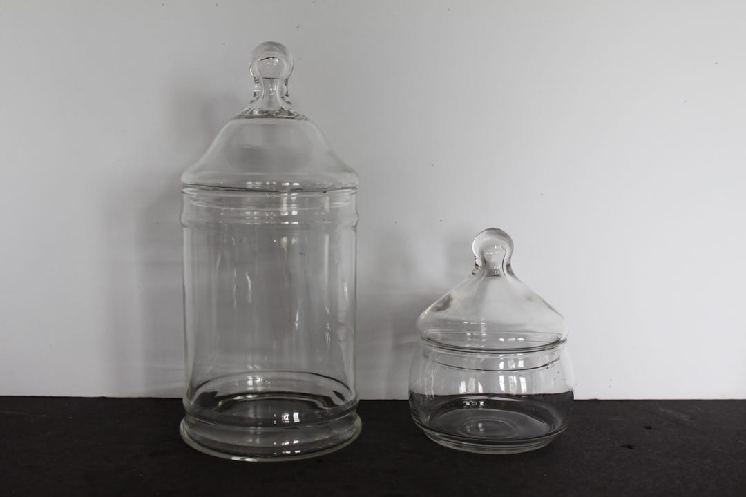 Vintage Clear Glass Apothecary Jars. Cylinder Shaped, Large and Small ...