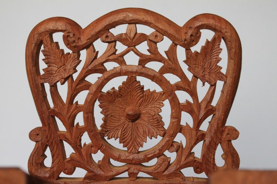 Carved Wooden Book Stand for Vintage Library Decor. Bougie - Etsy