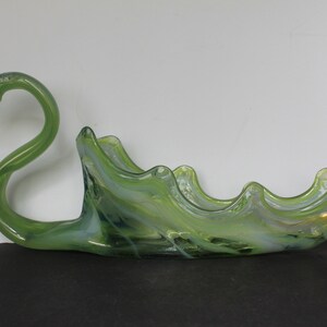 Green Glass Swan for Vintage Elegant Mantel Decor. Hand Blown Glass ...