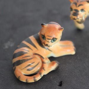 Vintage Miniature Ceramic Tiger Family. Set of 3, Mom and 2 Babies ...