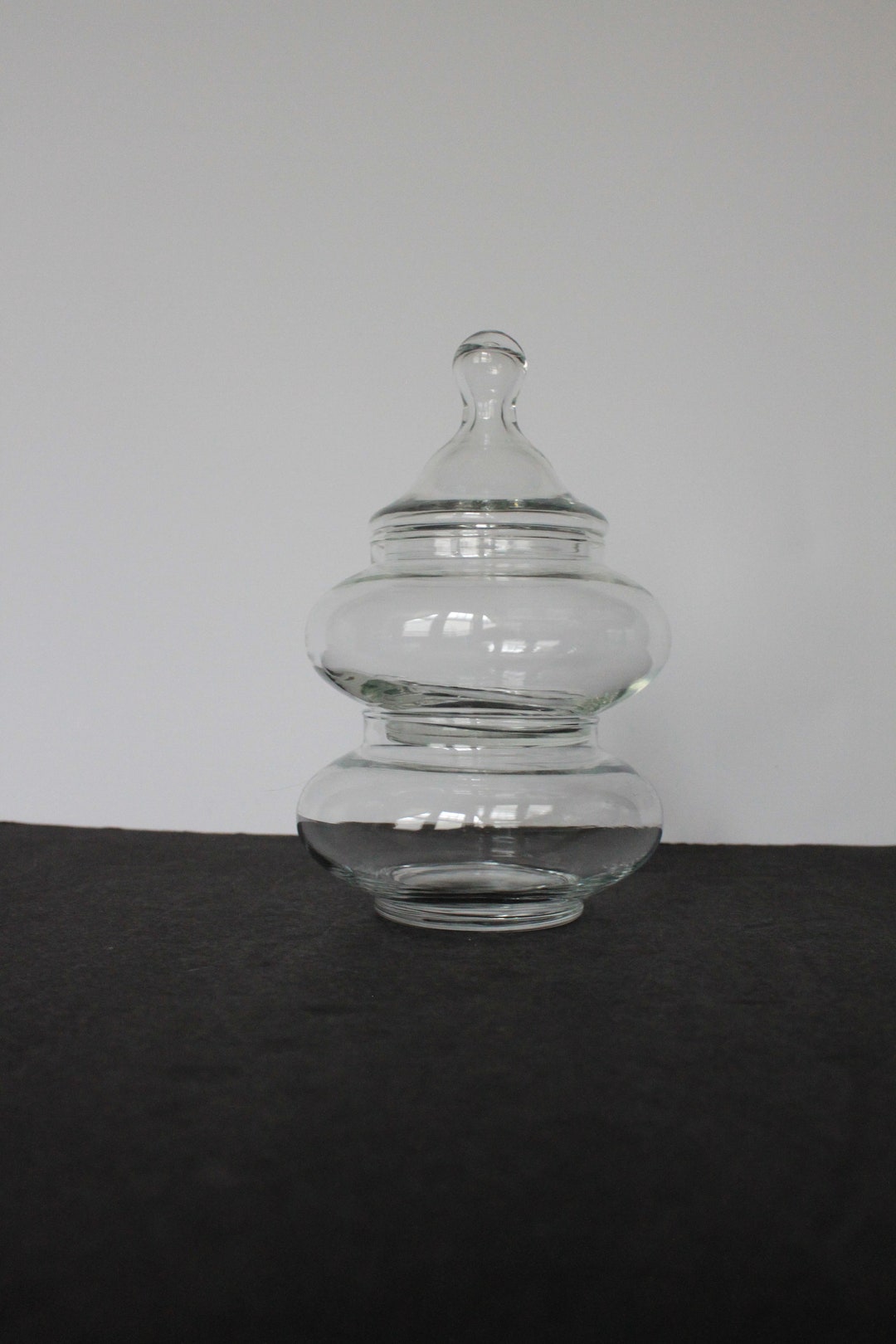 Vintage Stacking Apothecary Glass Jars. Tear Drop Shaped Lid, 2 Clear ...