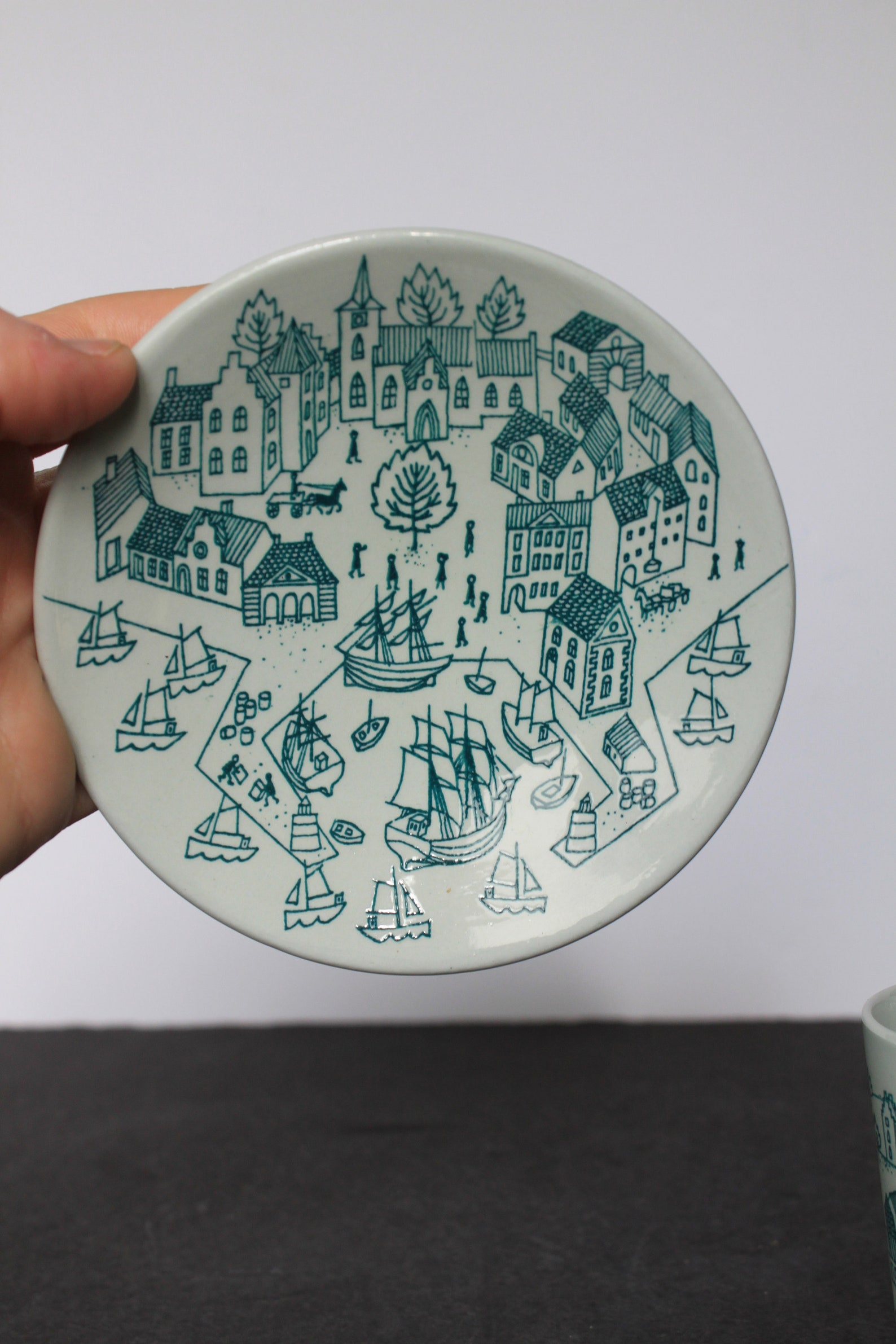 Vintage Danish Small Cup & Plate. Art Faience, Hoyrup, Nymolle, Made in ...