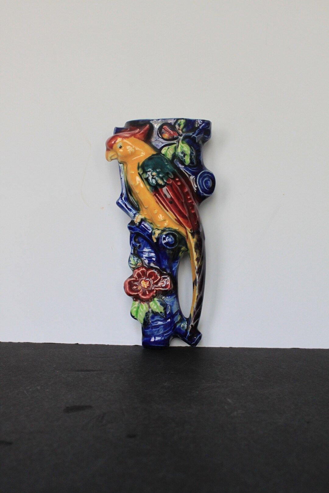 Vintage Parrot Wall Pocket. Ceramic Wall Hanging Planter, Bougie ...