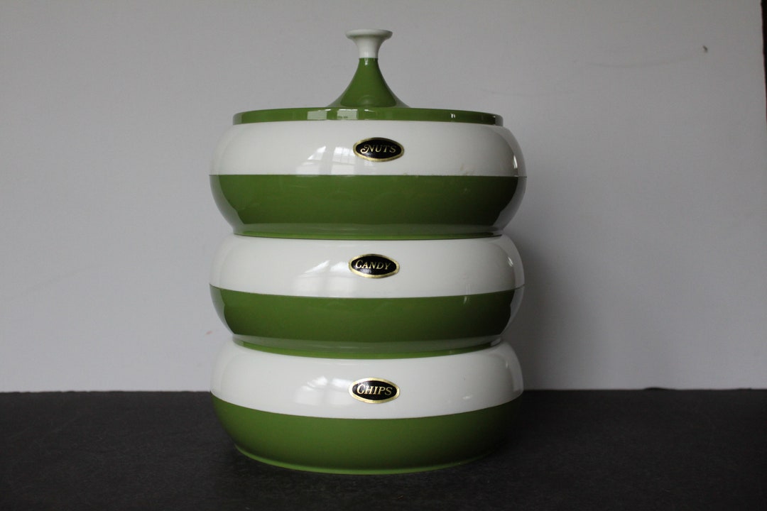 Vintage Stacking Serving Dishes. Tri Level Stak Pak, Avocado Green ...