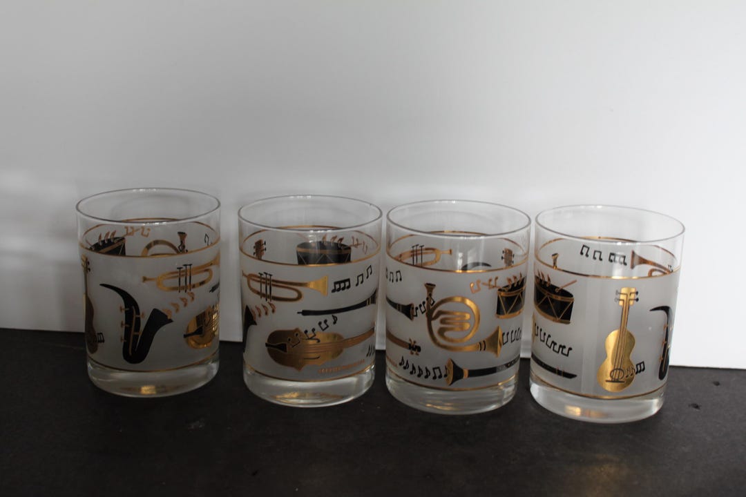 Vintage Culver Musical Instruments Glass Tumblers. Set of 4, Mint ...