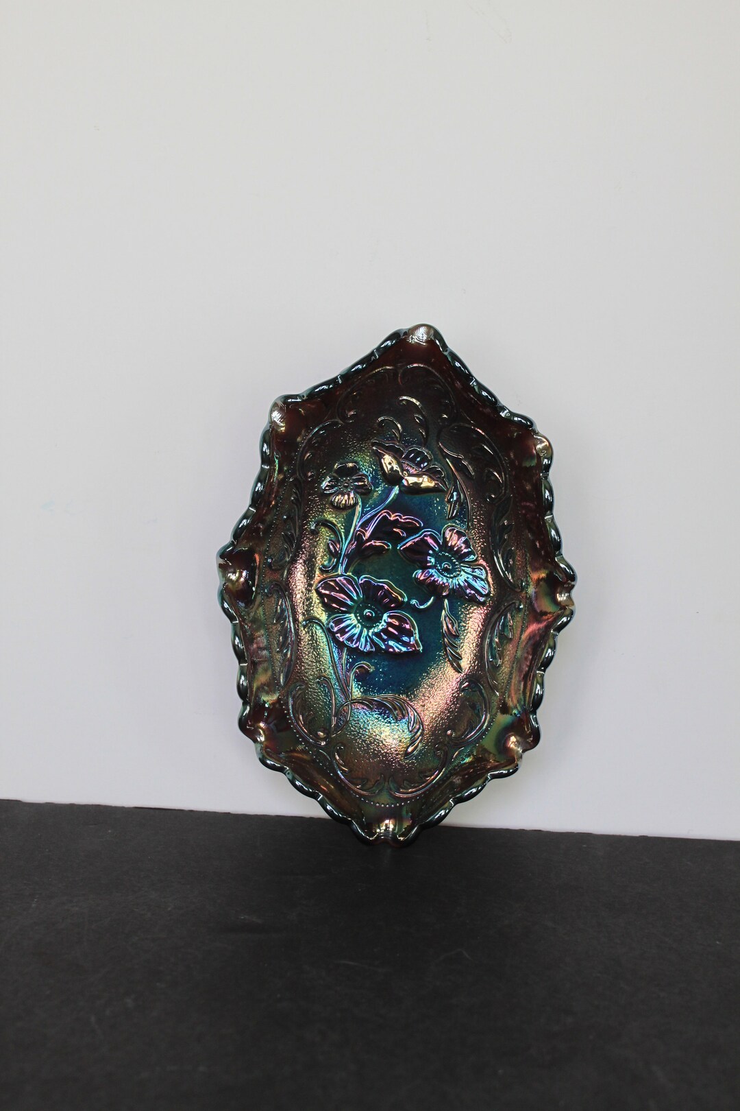 Vintage Fenton Carnival Glass Candy Dish. Amethyst, Dogwood Blossoms ...