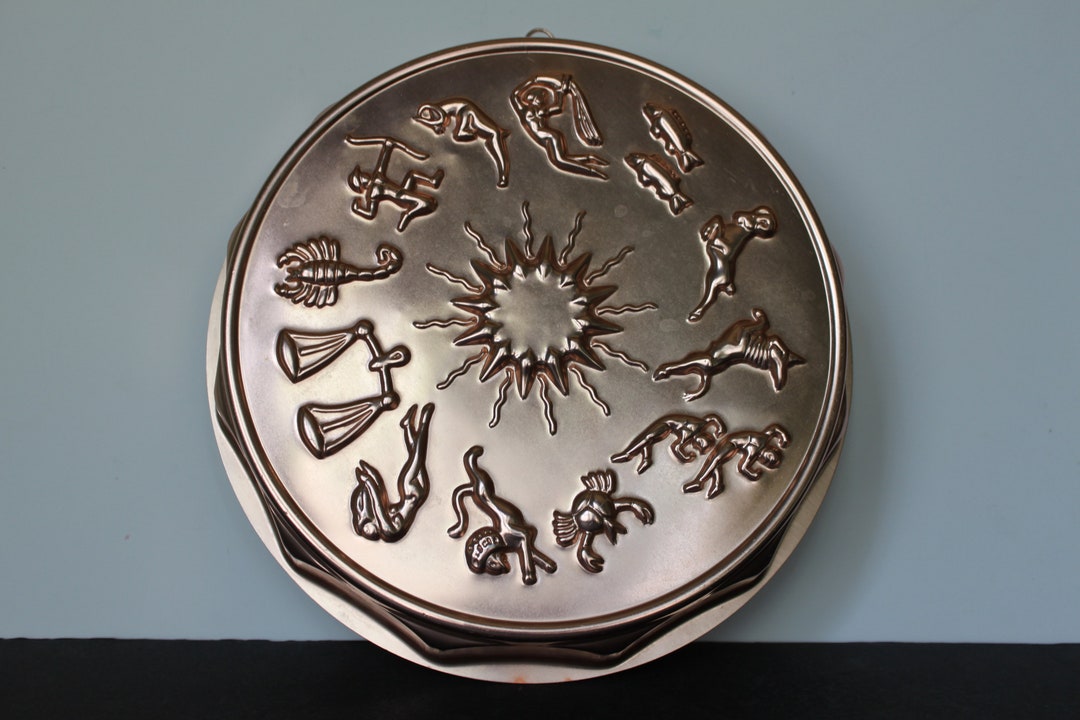 Vintage Zodiac Copper Jello Mold. Holds 12 Cups, Astrological Signs and ...