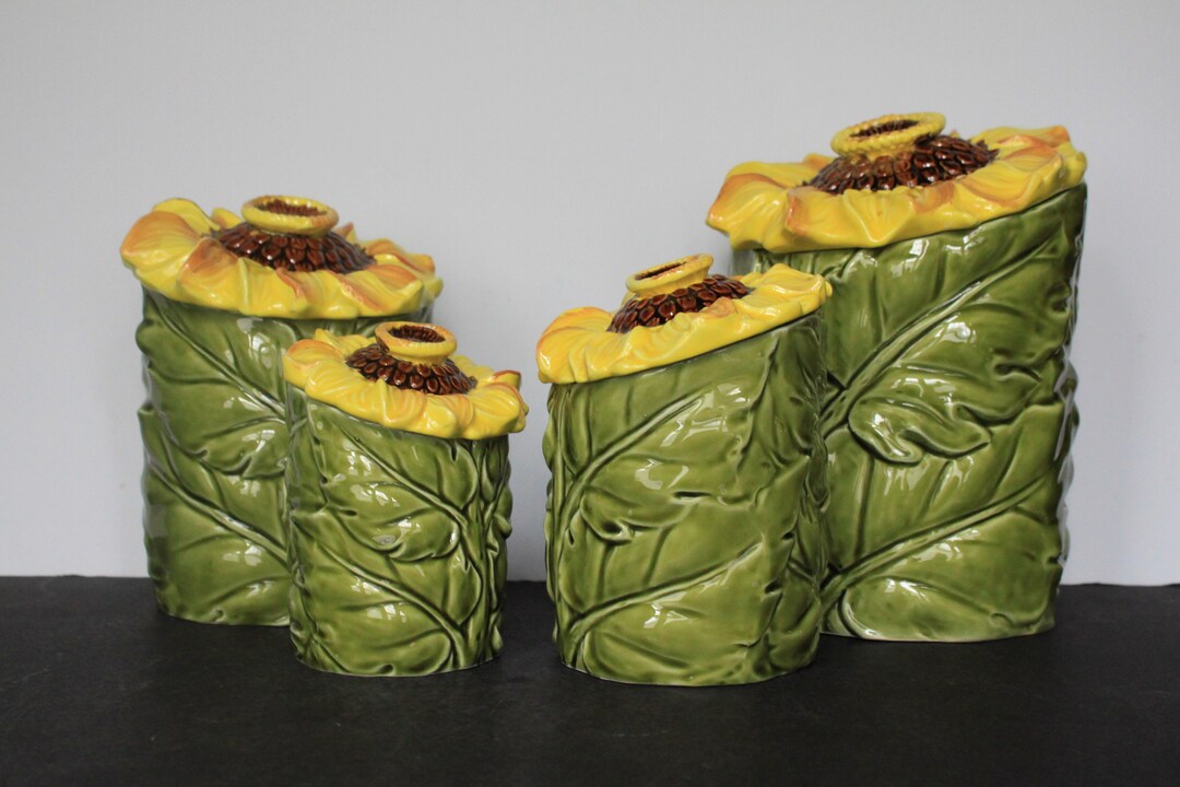 Vintage Lefton Sunflower Canister Set. RARE & HTF, MINT Condition, Set ...