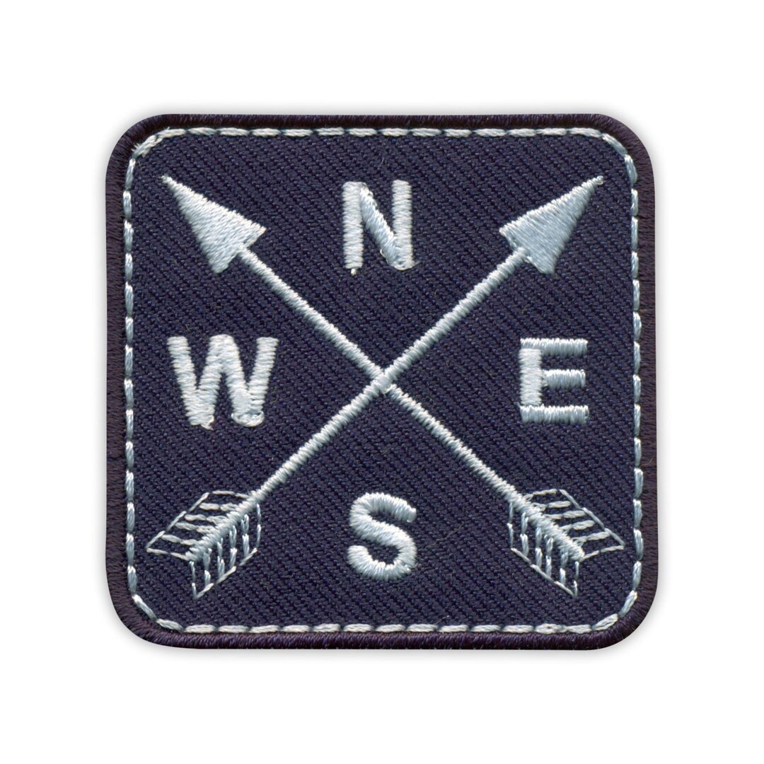 Crossed Arrows Compass NSEW Embroidered Patch / Badge, Iron On, Sew on ...