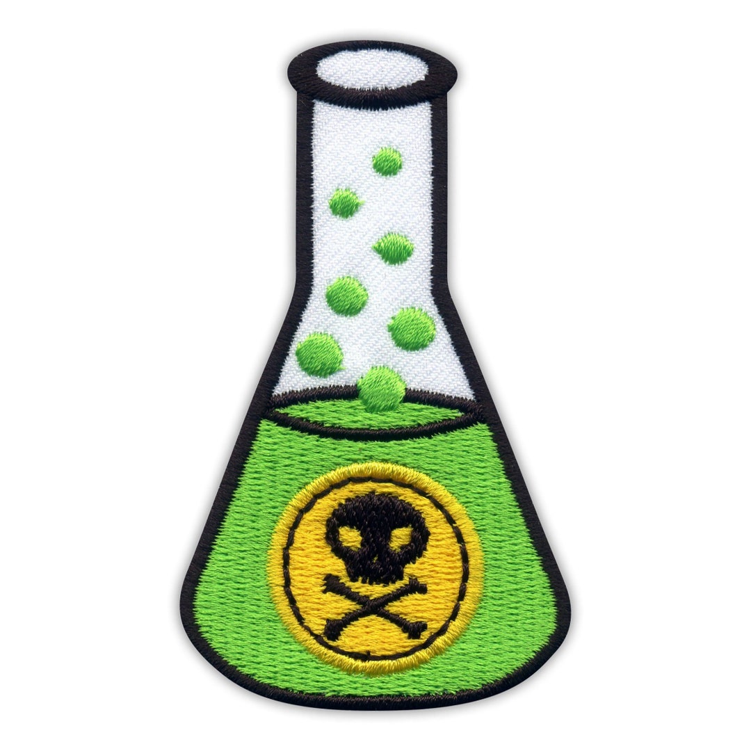Flask of Poison TOXIC Embroidered Patch / Badge, Iron On, Sew on ...