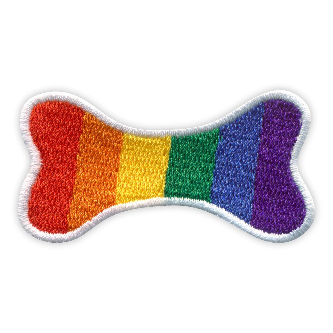 Rainbow Dog Bone - Embroidered Patch / Badge - Patchion Patches - Etsy
