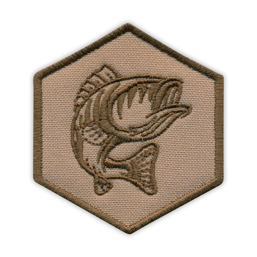 BASS Fish - Sand Beige Version - Embroidered Patch / Badge, Iron On ...
