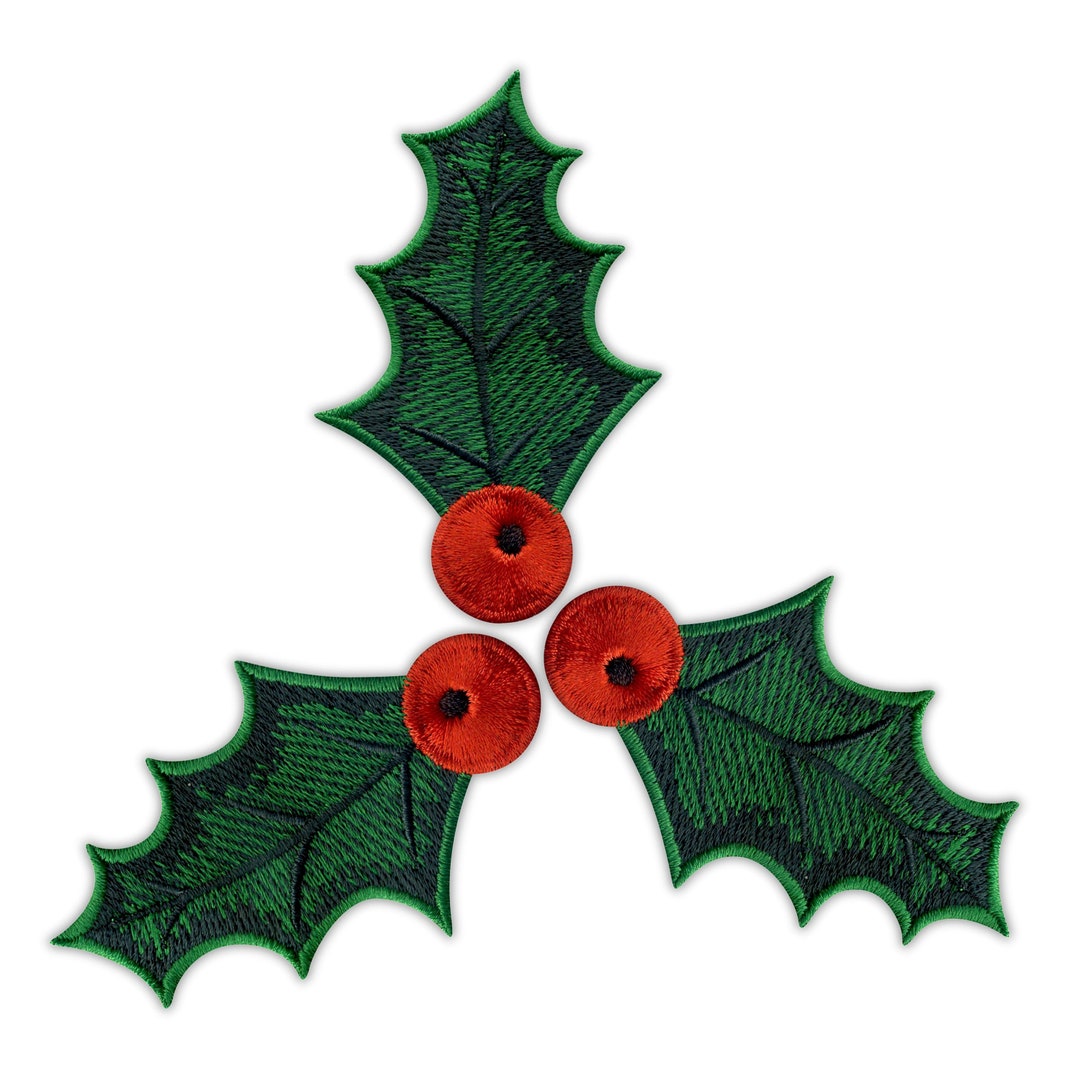 Holly Leaves Set of 3 Patches Embroidered Patch / Badge Patchion ...